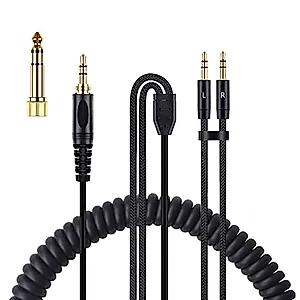 HE400SE Replacement Cable Cord for Hifiman HE4XX HE400SE HE400I(3.5mm Plug Version) Headphone Cable, 5.9Ft to 16Ft Coiled Cable (Dual 3.5mm Plugs)