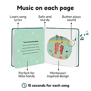 Cali's Books You are my Sunshine Nursery Rhymes - Interactive Sound Books for 1 year old, Perfect Musical Toys & Musical Books for Toddlers 1-3, Safe & Durable Book for 2 year old