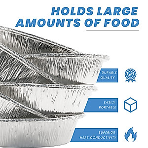 YLT WAX (25 Packs) 7" Round Aluminum Foil Pans with Transparent Lids, Round Disposable Containers with Angled Walls for Tart Baking, Cooking, Storage, Roasting, & Reheating