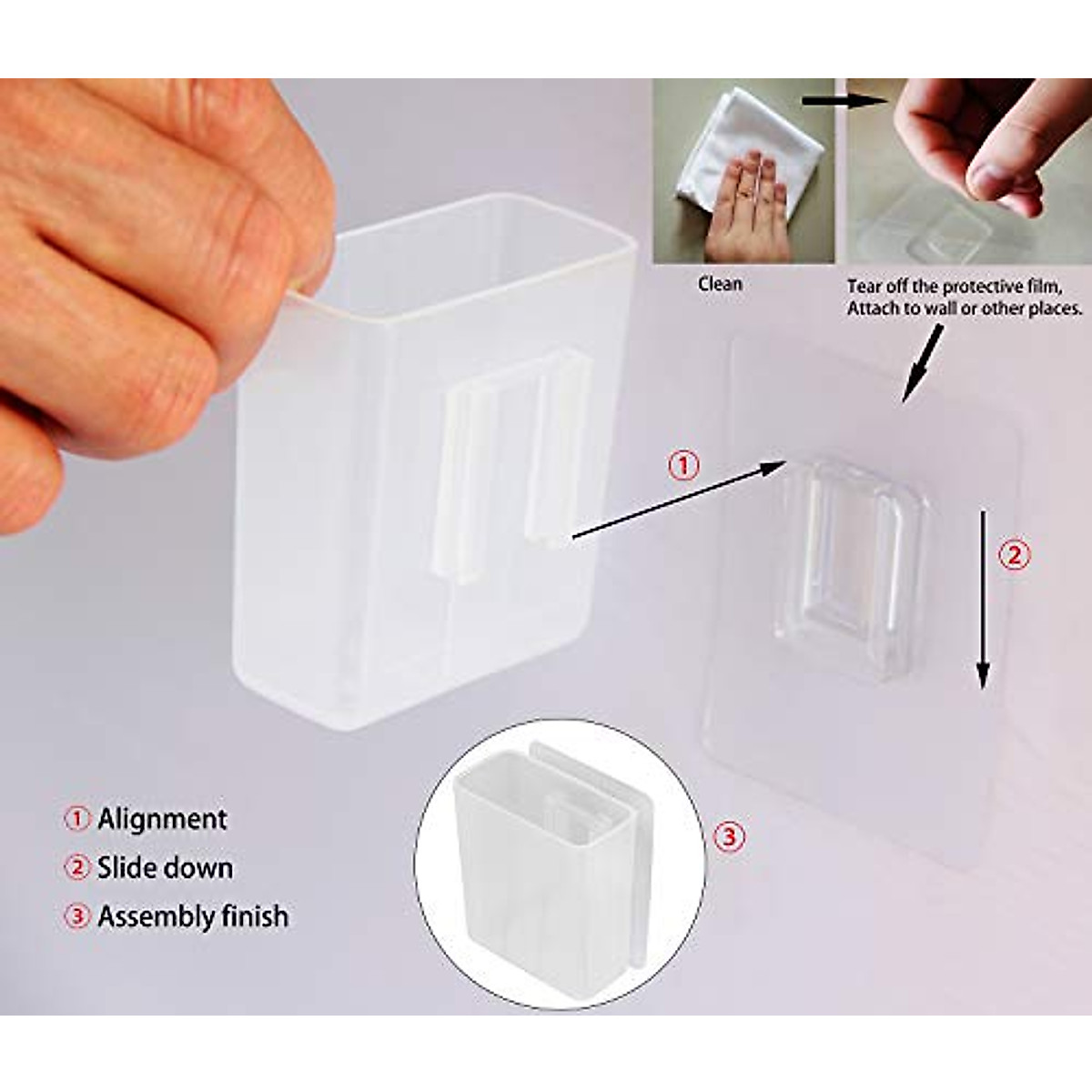 [2 Pack] Universal Remote Control Holder 7x6x3cm, Wall Mount Media Organizer - Pinowu Self-Adhesive Storage Box, Office Supply Accessories