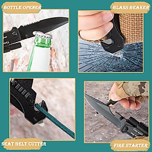 Gifts for Dad Men-Christmas Stocking Stuffers for Dad-Engraved Pocket Knife, 7 in 1 Multitool Folding Knives with LED Light, Unique Camping Hunting Presents for Dad