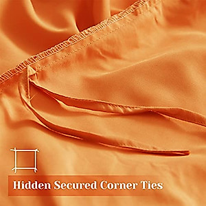 Ventidora 3 Pieces Duvet Cover Set Soft Brushed Microfiber Cover Set 1 Comforter Cover 2 Pillow Shams with Button Closure and Concealed Ties. (Queen-90x90inches, Tangelo)