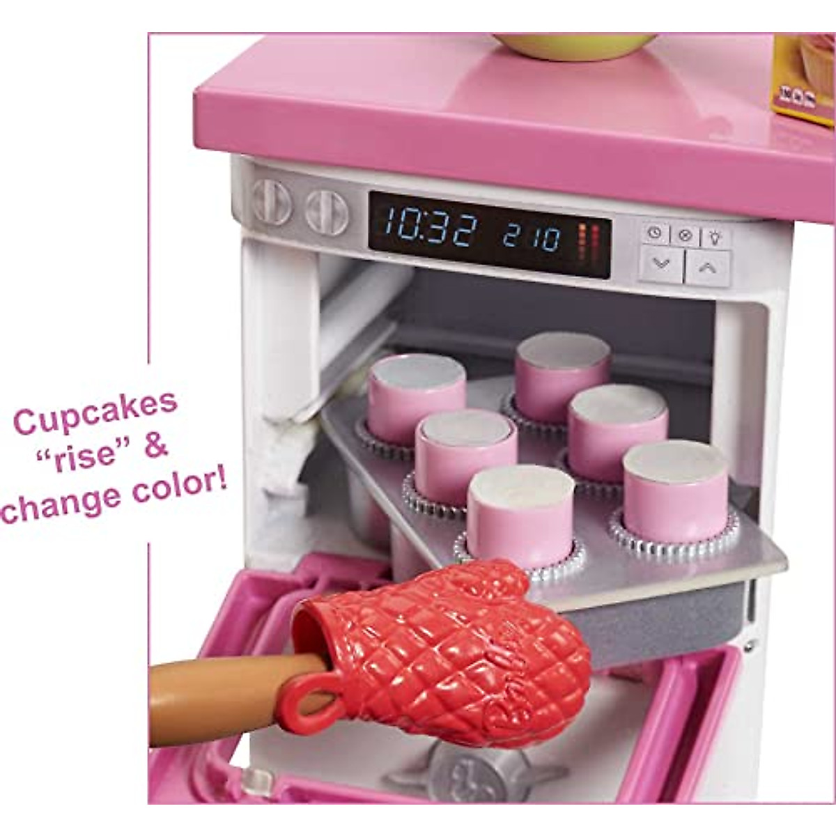 Barbie Bakery Chef Doll & Playset, Toy Oven with 'Timer' Sound, Rising Desserts, Color-Change & Cooking Accessories