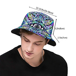 Kicoyuaz Fashion Trippy Bucket Hat Psychedelic Summer Unisex Print Bucket Hat