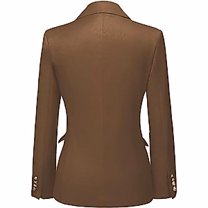 2 PC Womens Skirt Suit for Work Double Breasted Office Business Suit Notch Lapel Blazer Skirt Prom Suit Brown S