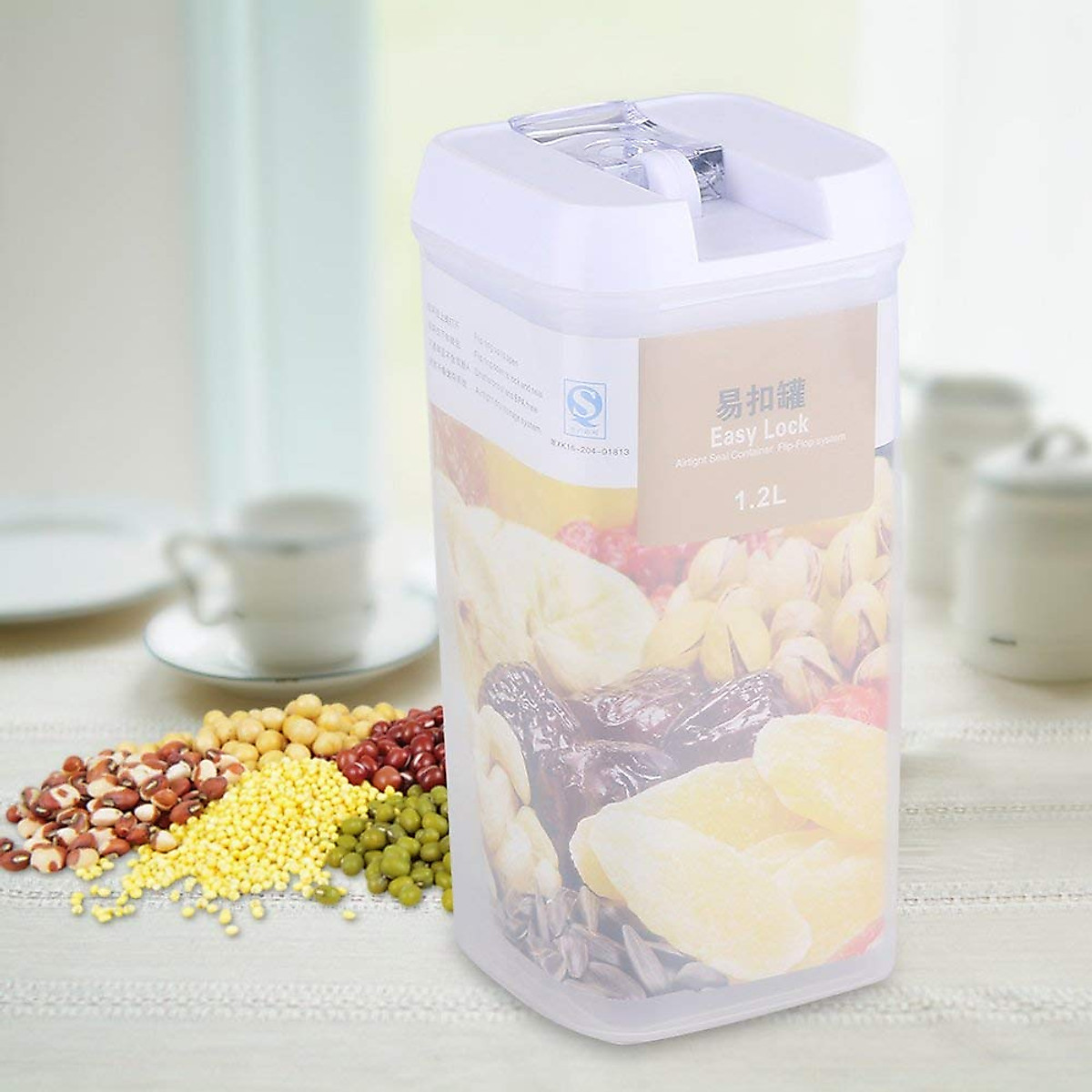 Food storage containers with lids airtight, Plastic Cereal Container Cereal Dispensers for Kitchen Organization and Storage(L)