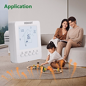 Wengart WiFi Smart Thermostat WG02B05,Heat Only 2.4GHz Wi-Fi APP TUYA for Radiant Floor Heating,Compatible with Alexa Echo/Google Home,AC90-240V Max3A White Backlight