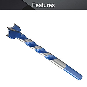 Utoolmart Forstner Drill Bits Cemented Carbide, 18mm Round Shank Woodworking Hole Saw Cutter, 125mm Length Woodworking Hole Boring Bit Blue