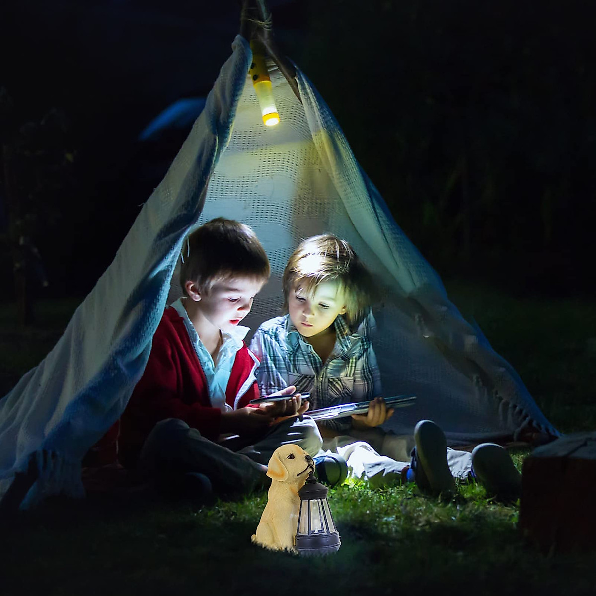 Solar Lights Outdoor Outside Solar Lights Solar Dog Lantern Simulation Resin Cartoon Animal Figurine with LED Light Outdoor Lighting Decor for Patio House Ornaments Home Decor