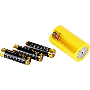 Whizzotech Parallel AA to D Battery Adapters Holder 1.5V Output Case Box 3 AA to 1 D Converter Pack of 8 (Yellow)