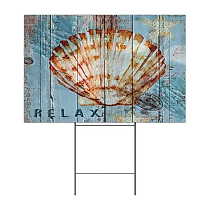 Nautical Beach Ocean Theme Underwater Shells Lawn Sign Lawn Yard Decorations for Construction 12x18 Inch Custom Yard Signs with Stakes Coastal Seascape Painting Metal Yard Lawn Sign for House Rent
