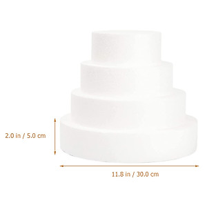 PAREKS Foam Cake Dummies 4pcs Fake Foam Cakes Foam Cake Dummy 4 Tiers Round Wedding Display Cake Models Practicing Molds for DIY Decorating Cake Dummies/1190