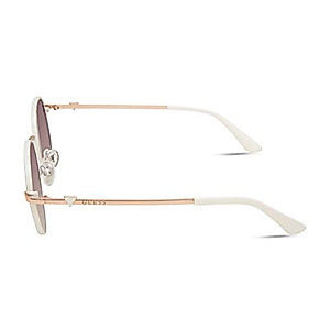 GUESS Women's Classic Round Sunglasses, Gold/Brown Mirror, 51mm