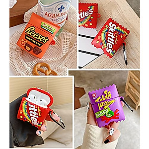 3Pack Cute Airpod case 2nd Generation,3D Cartoon Rainbow Candy+Purple Potato Chips+Chocolate Airpods Case Cover for Girls Boys,Food Design Silicone Protective Case for Apple Air Pod 2/1 with Keychain