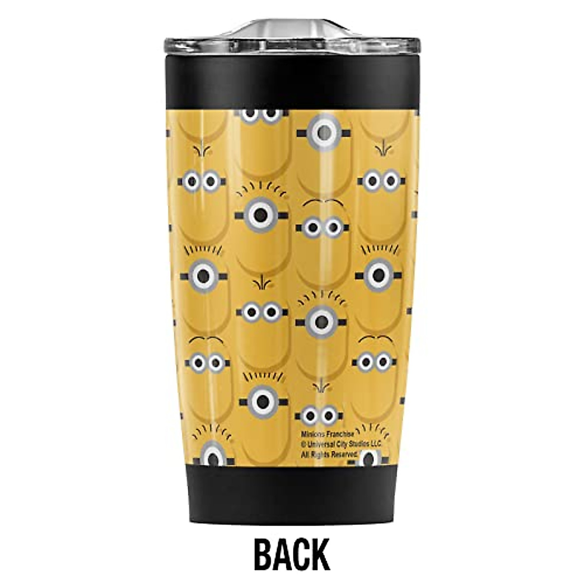 Logovision Minions OFFICIAL Bello Icons Pattern Stainless Steel 20 oz Travel Tumbler, Vacuum Insulated & Double Wall with Leakproof Sliding Lid