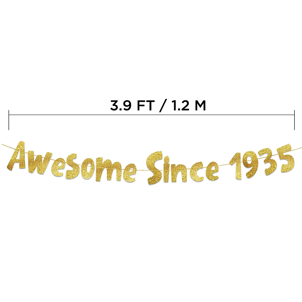 Awesome Since 1935 Gold Glitter Banner - 89th Birthday Party Decorations