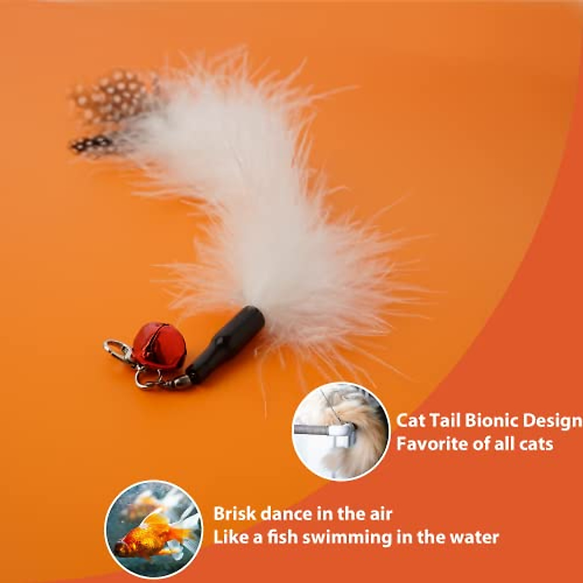 FUPUSUN 2022 Latest Cat Feather Toys, Interactive Cat Toys Kitten Toys, 1PCS Elasticity Cat Wand Toy and 3PCS Teaser Refills Tail Bird Feathers, Cat Toys for Indoor Cats Kitten Play Chase Exercise