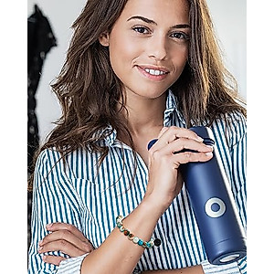 BOMAIL 5PCS Semi-Precious Gemstone Bracelet - Gemstones Crystal Beaded Bracelets for Women Reiki Healing Stone Stretch Bracelet 8mm Round Beaded Bracelets Gifts