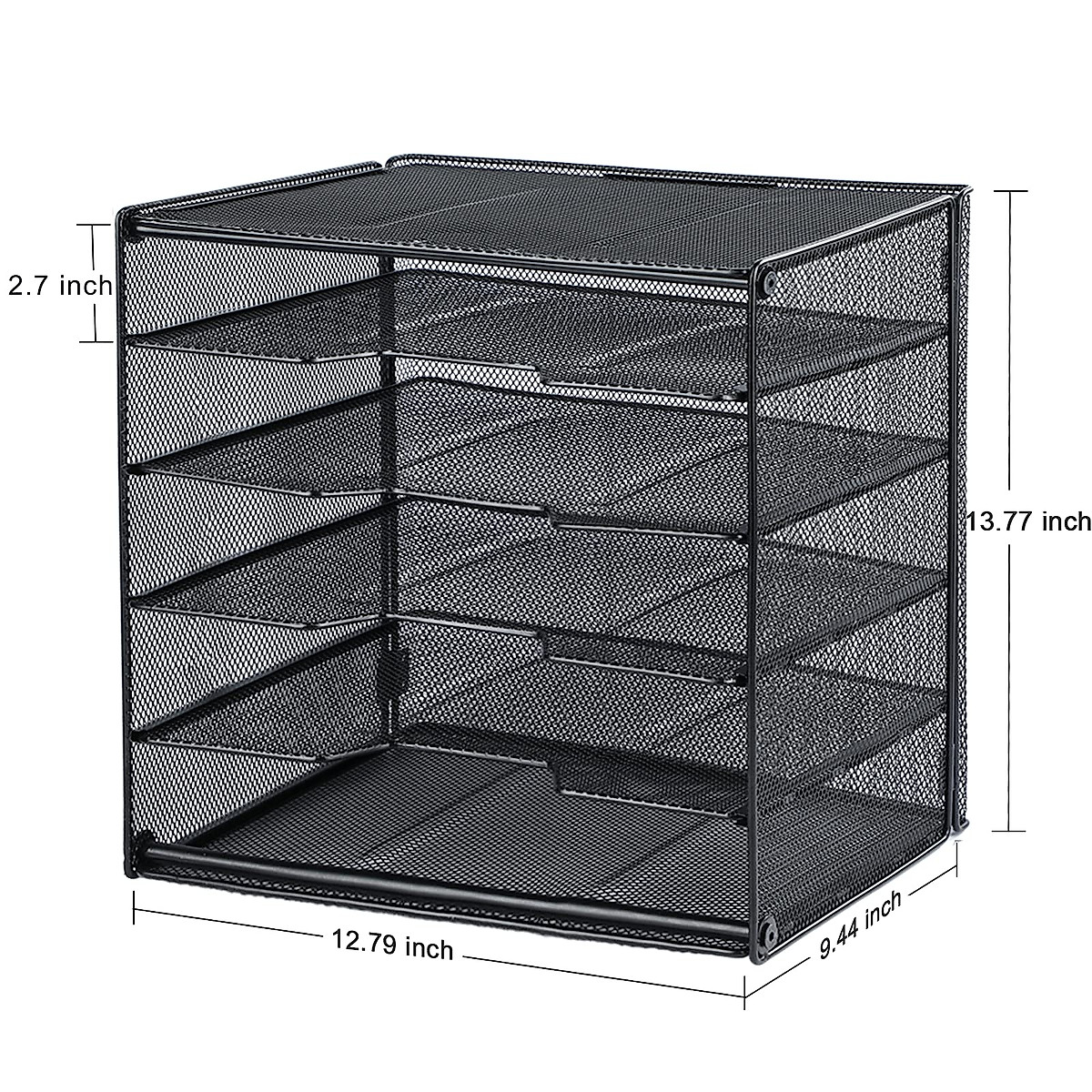 Samstar Letter Tray Paper Organizer, Mesh Desk File Organizer with 5 Tier Shelves and Sorter, Black