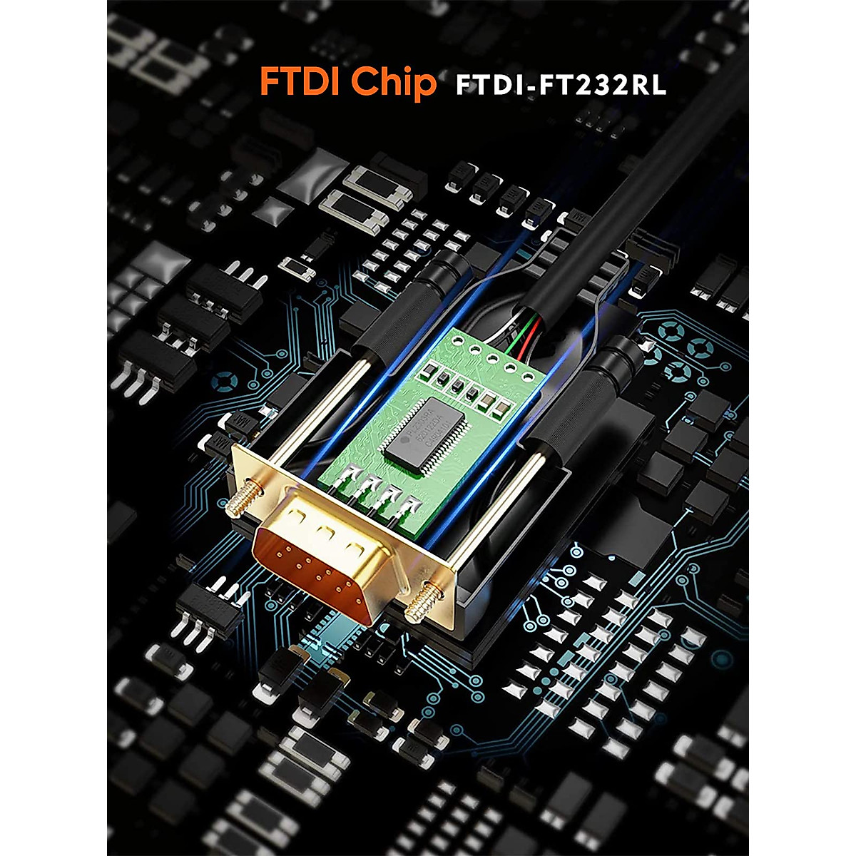 CableCreation USB to RS232 Cable (FTDI Chipset), 3 Feet RS-232 Male DB9 Serial Converter Cable for Windows 11, 10, 8.1, 8,7, Vista, XP, 2000, Linux, Mac OS X,1M / Black