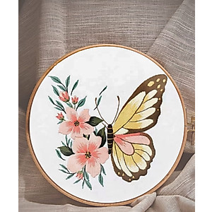 Highkick Embroidery Kit for Beginner,Embroidery Kit for Adults, All in one,Madame Butterfly,4 Pack
