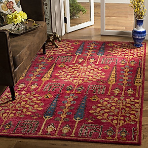 SAFAVIEH Heritage Collection Area Rug - 8' x 10', Red & Multi, Handmade Traditional Oriental Wool, Ideal for High Traffic Areas in Living Room, Bedroom (HG418Q)