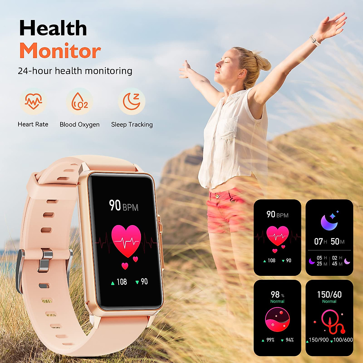 Smart Watch for Men Women Answer/Make Call,1.57" Activity Fitness Tracker IP67 Waterproof, Smart Watches for Android iPhone, Fitness Watch with Blood Oxygen Heart Rate Sleep Monitor Pedometer