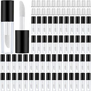 100 Pieces 1.2 ml Clear Mini Lip Gloss Tube Refillable Empty Lip Balm Bottles Transparent Lipstick Containers for Women Girls DIY Makeup (Black)
