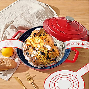 2Reusable Silicone Bread Sling for Dutch Oven, Easy Clean & Non-Stick Silicone Bread Baking Mat with Long Handles, Easy to Transfer Sourdough Bread (Red)