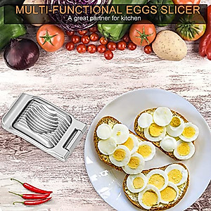 MCIJRJOI Egg Slicer, Multipurpose 304 Stainless Steel Wire Egg Slicer for Hard Boiled Eggs, Aluminum Egg Cutter Heavy Duty Slicer