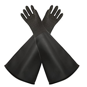HOLDWIN Heavy Duty Sandblasting Gloves 24.8" Rubber Gloves for Sandblaster Protective Safety Work Black Striped Gloves