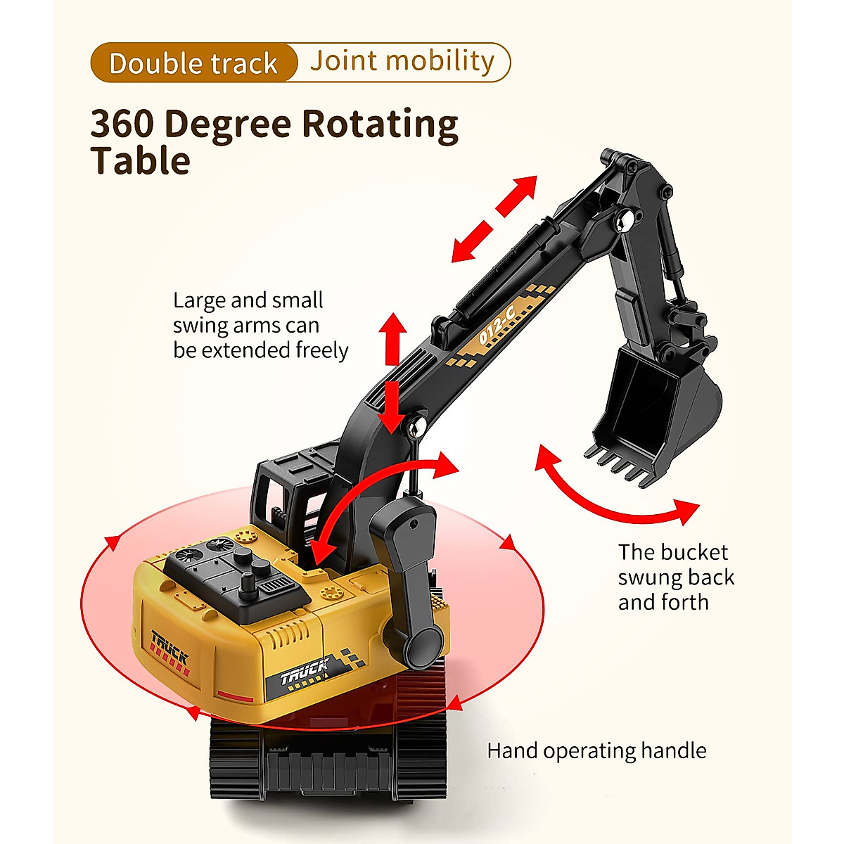 Construction Toys Excavator for Kids, Geyiie Toys Truck Excavator Tractors for Boys Girls 3-5 4-7 8-12 Year Old Kids, Birthday Gift