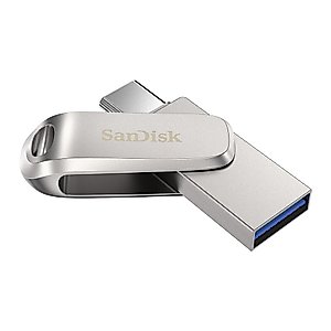 SanDisk 64GB Ultra Dual Drive Luxe Type USB C Flash Drive (5Y - SDDDC4-064G-I35, Silver)