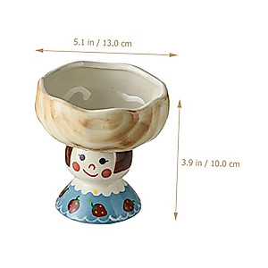 USHOBE Dessert Bowl Concrete Tray Decorative Trays Dessert Tray Footed Serving Bowl Fruit Dessert Bowl Footed Trifle Bowl Ice Cream Bowl Salad Bowl Ceramic Ice Cream Bowl Blue Plate