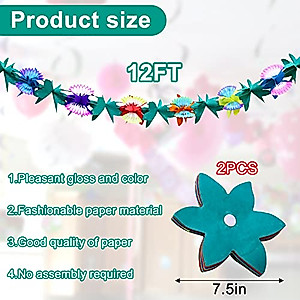 BUSOHA 2Pack Tissue Flower Garland - 12 Feet Long Tropical Multicolored Paper Flower Garland Banner for Hawaiian Luau Summer Tiki Bar Tropical Birthday Baby Shower Wedding Party Decorations Supplies
