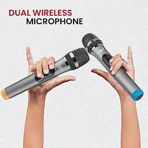 Pyle Portable Wireless BT Streaming Karaoke Machine Loudspeaker with Touch Screen and Wireless Microphone, Wheels and Handle Bar, Supports USB/SD/MMC/PC/TV / MP3 / Mobile Phone, etc.