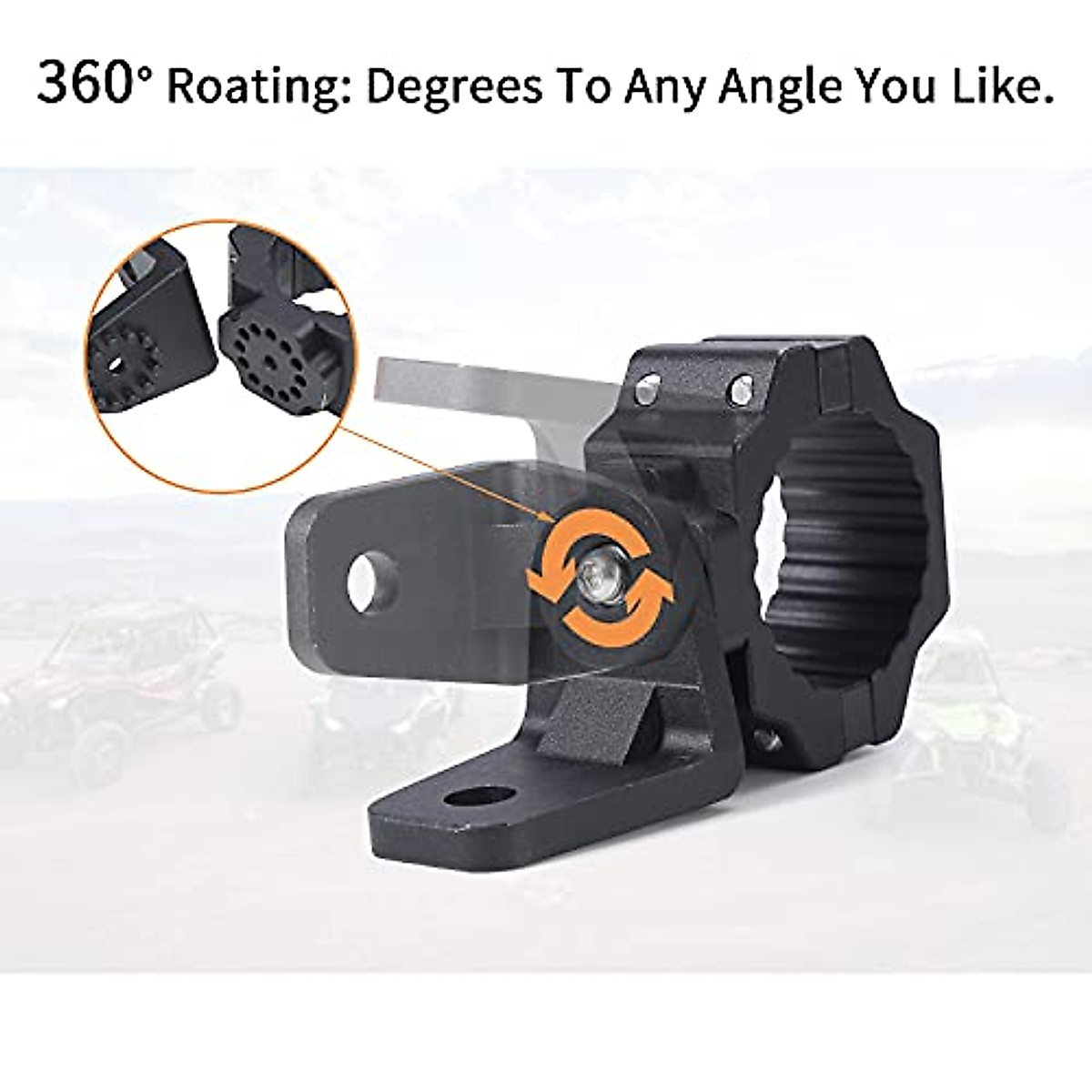 UTV Whip Mount, 2 pcs UTV Light Flag Mounts - Solid Heavy Duty Whip Light Mounting Bracket for Off-Road, Aluminium Alloy - 360° Rotating Flag Hole - Fits Perfect on 1.75" to 2" Roll Cage of UTV SXS