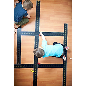 Car Tape, Extra Long and Wide! 3.5 in x 50 ft, Toy Car Road Tape Track for Kids, Great Accessory to Die Cast Cars and Train Sets. Sticker with Printed Street to Play on Floors.