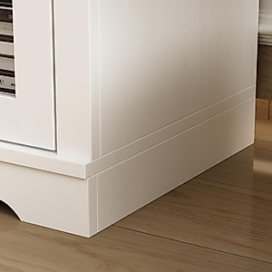 AIEGLE Entertainment Wall Unit Set with Bridge, Modern TV Stand for 70+ Inch TVs, Media Console Cabinet Glass Doors & Adjustable Shelves for Living Room Storage, White 68.1" W