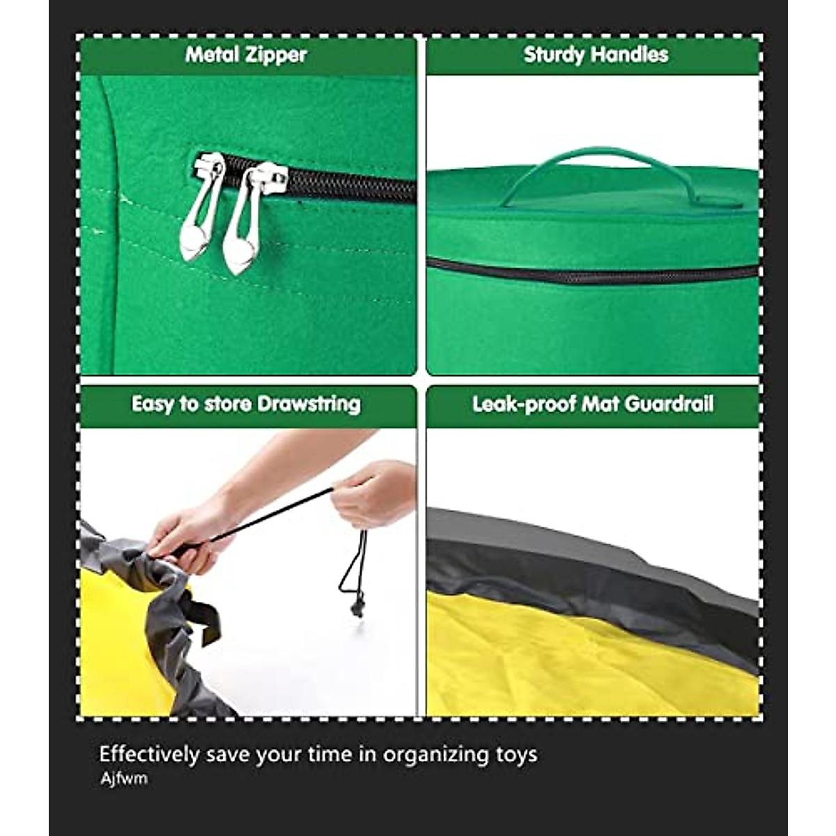 Toy Storage Organizer and Play Mat,Cartoon Storage Bucket Clothes Storage Basket Dirty Clothes Basket Children'S Toy Storage Basket