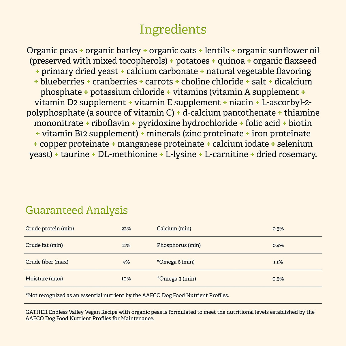 GATHER Endless Valley, Plant-Based, Grain-Free Dry Dog Food, Vegan Adult Recipe with Non-GMO Ingredients, 16 lb Bag