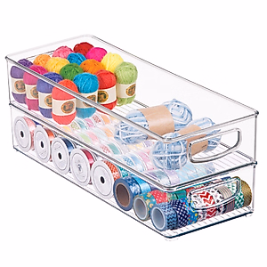 iDesign BPA-Free Plastic Pantry and Kitchen Storage, Freezer and Fridge Organizer Bin with Easy Grip Handles – 16" x 6" x 3", Clear