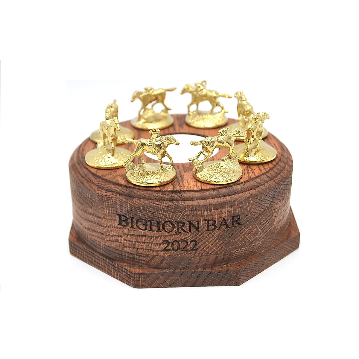 Personalized Laser Engraved Round Lighted Oak Cork Display fits Blanton's Bourbon Horse Cork Stoppers, Whiskey *Not made by or affiliated with Blanton's*