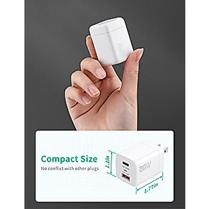 USB C Wall Charger Fast Charging, 2-Pack TI-TOO 20W Dual Port Power Adapter, Quick Charge 3.0 USB Type c Power Delivery Charger Block Plug Compatible with iPhone 14 Pro Max/14 Plus/13 Pro/13/12
