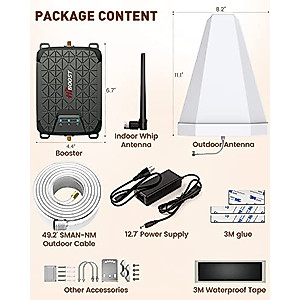 HiBoost Mini Cell Signal Booster for Verizon, AT&T, T-Mobile| Up to 1500 Sq Ft/One Room| High Power Outdoor Receiving Antenna| 5G/4G/3G LTE| Band 5, 12/17, 13|App Service + Install| FCC Approved