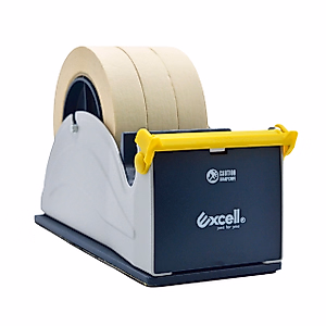 WOD TTD3SD Tabletop Multi-Roll Steel Desktop Tape Dispenser, Blue & Gray - Fits Tape up to 3 inch Wide, Holds 3 inch core, Weighted Rubber Base for Stability