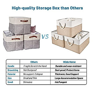 HOdo Home Fabric Storage Bin with Drawstring Closure and 2 Bold Handles, Collapsible Large Canvas Storage Baskets for Organizing Shelf Nursery Home (White and Yellow, 15.8L×11.8W×9.5H - 4Pack)