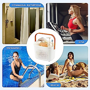 TAILI Portable Shower Caddy Basket Tote, Plastic Shower Basket with Handle, Dorm Room Essentials Toiletry Caddy for Dorm College Bathroom Cleaning Camping, Orange