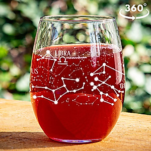 Your Moon Phase - Zodiac Signs - All Zodiac Constellation Wine Glass | Astrological Gifts | Stars Wine Glasses | Gift for Him & Her | Astrology Gift for Women & Men | Wine Lovers Zodiac Glass (15 oz)