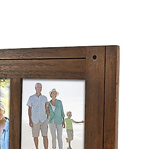 Prinz Homestead Double 5x7 Picture Frame in Dark Walnut - Distressed Rustic Decor Wood Photo Frame, Two-Way Easel, Wall or Tabletop Display
